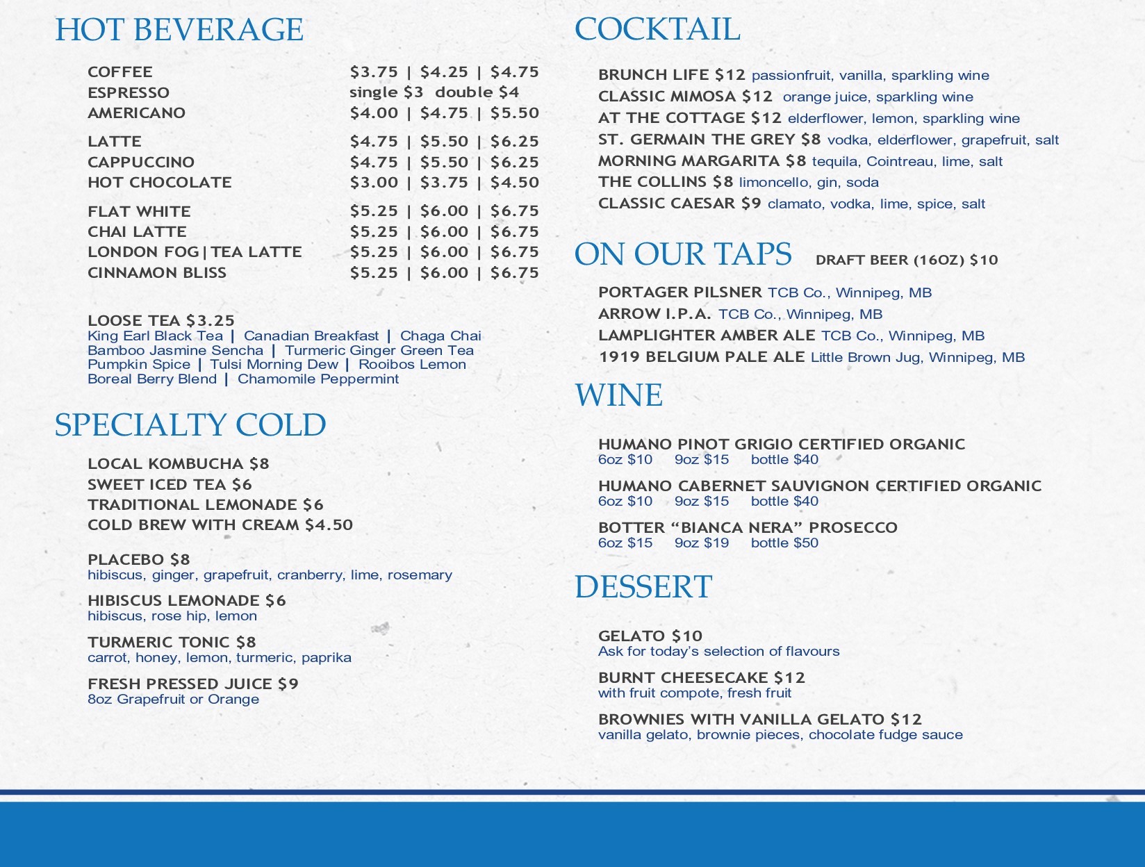menus – bluestonecottage