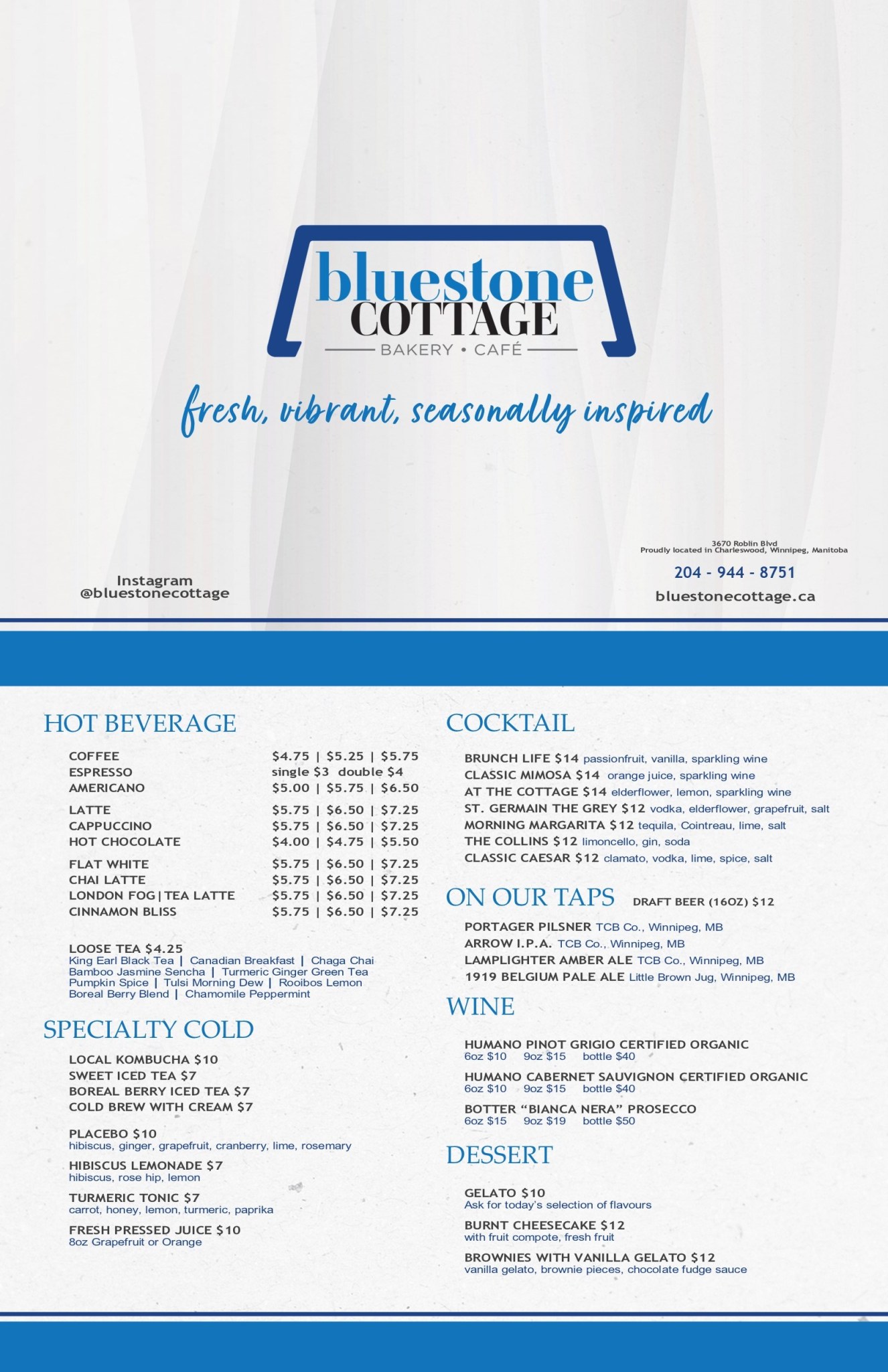 menus – bluestonecottage