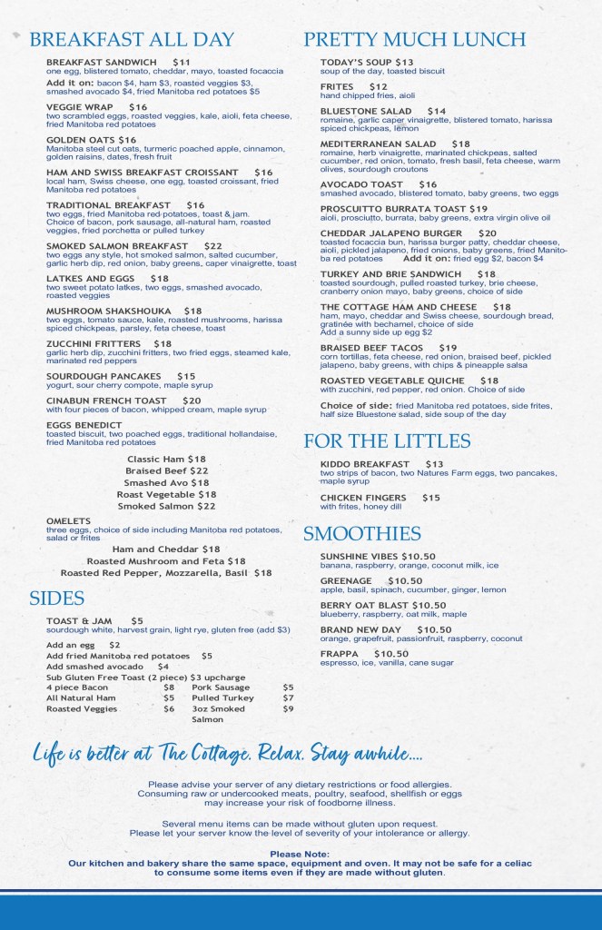 menus – bluestonecottage